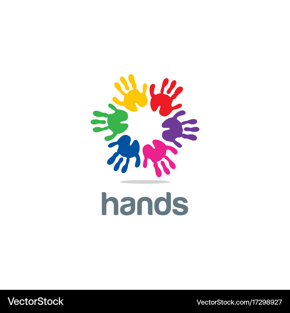 Hands colorful circle logo Royalty Free Vector Image