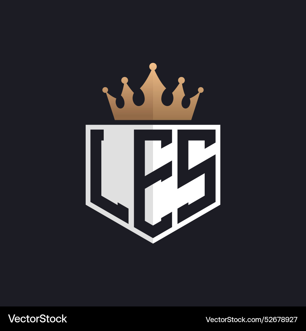 Luxury les logo with crown elegant initials Vector Image