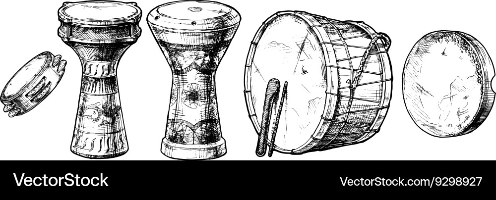 Middle Eastern Percussion Instruments Royalty Free Vector