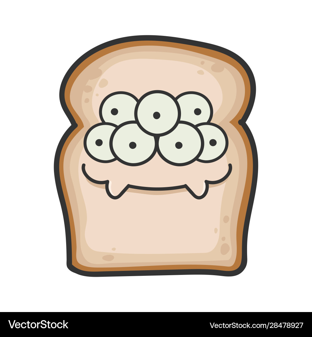 Monster smiling slice bread cartoon Royalty Free Vector
