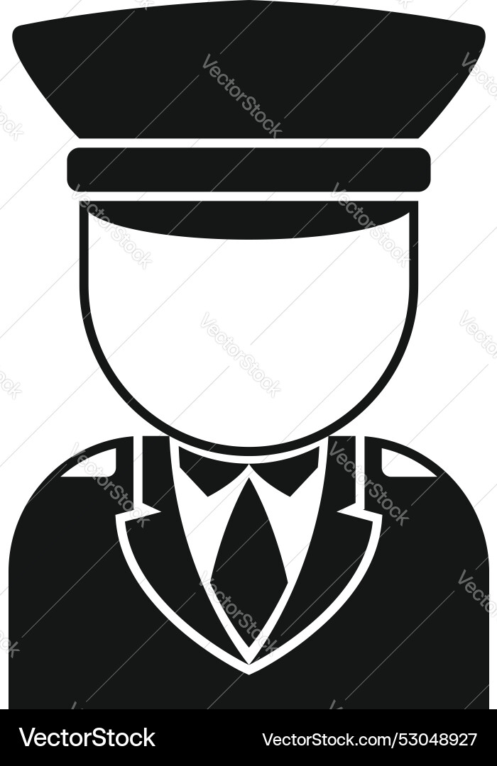 Pilot avatar wearing uniform and hat icon simple Vector Image