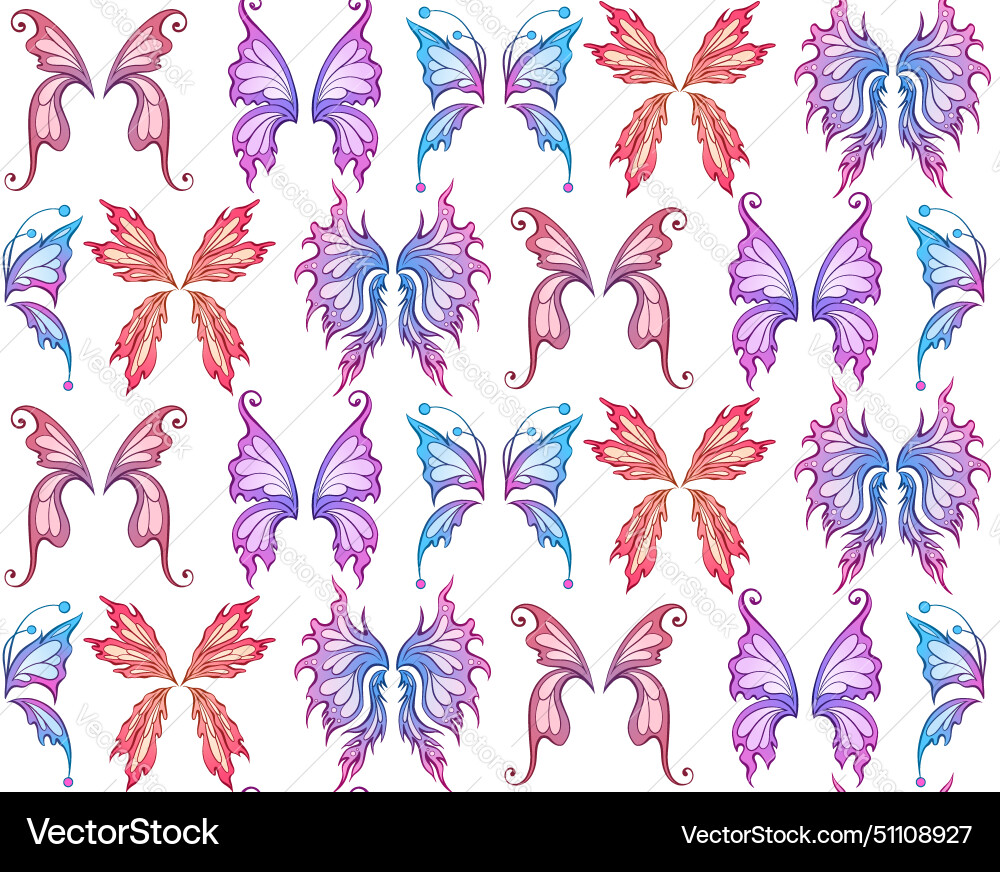 Seamless magic pattern with cartoon fairy wings Vector Image