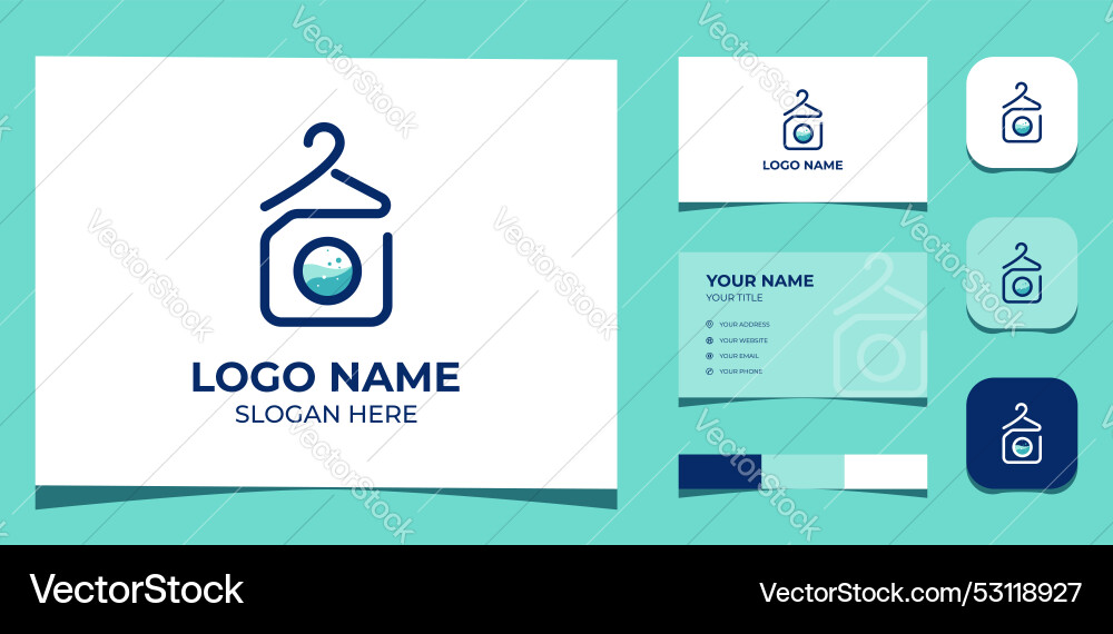 Template logo creative washing machine of laundry Vector Image