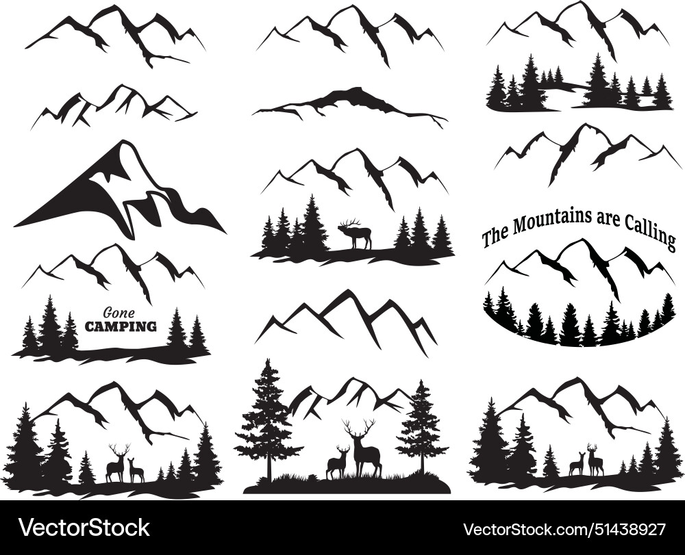 Various mountains Royalty Free Vector Image - VectorStock