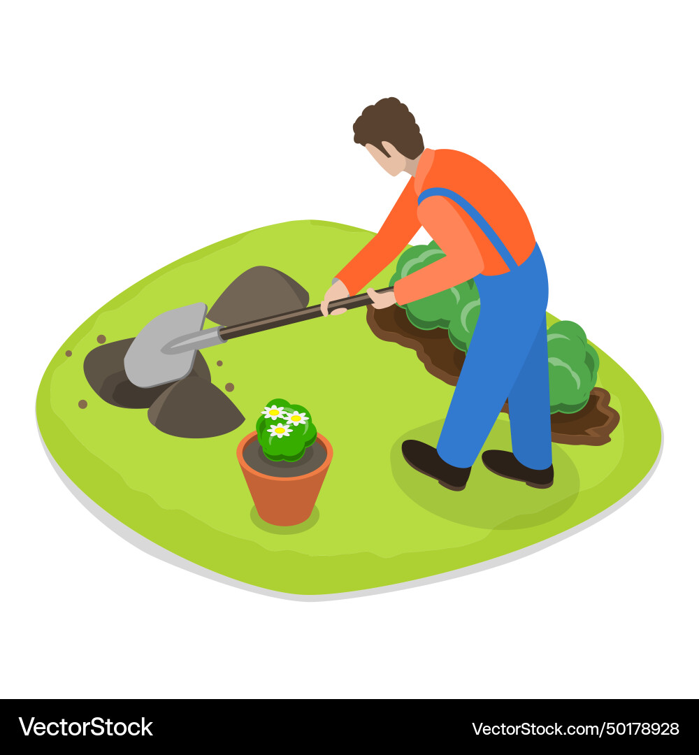 3d isometric flat of garden Royalty Free Vector Image