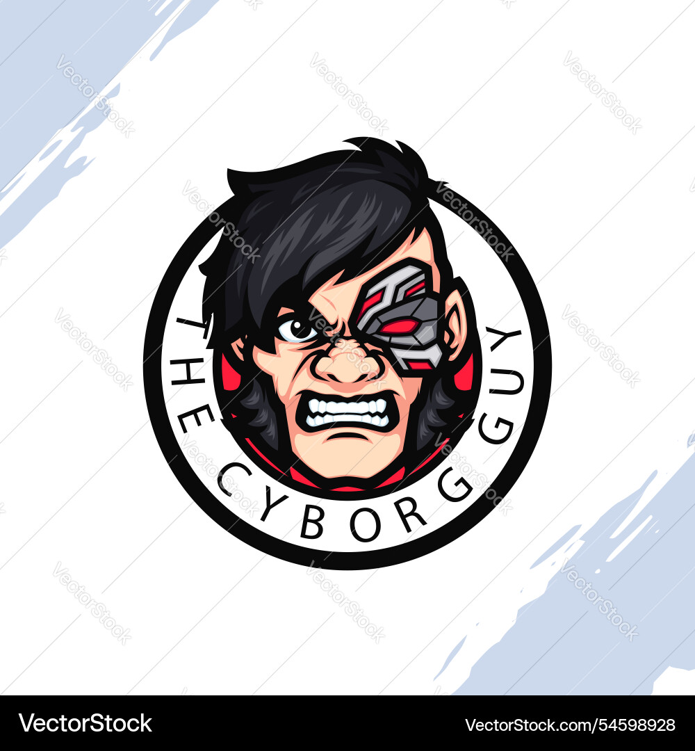 Angry guy with cyborg eye mascot Royalty Free Vector Image