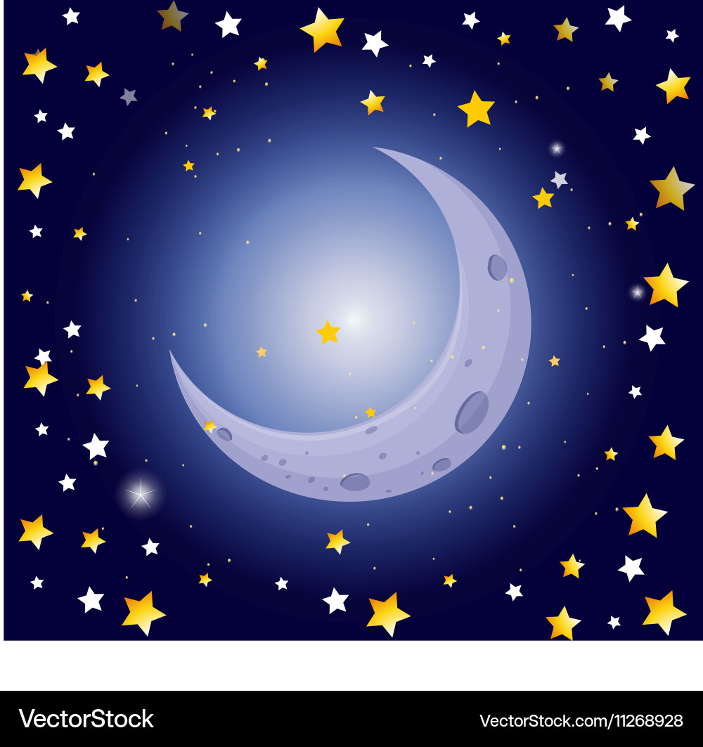 Beautiful Night Moonscape Royalty Free Vector Image