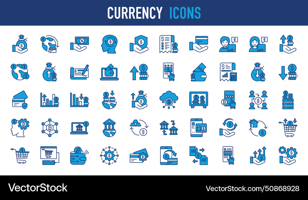 Currency icon set such as money wallet dollar Vector Image