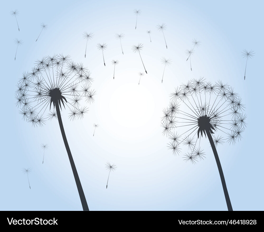 Dandelion in Blue Sky Royalty Free Vector Image