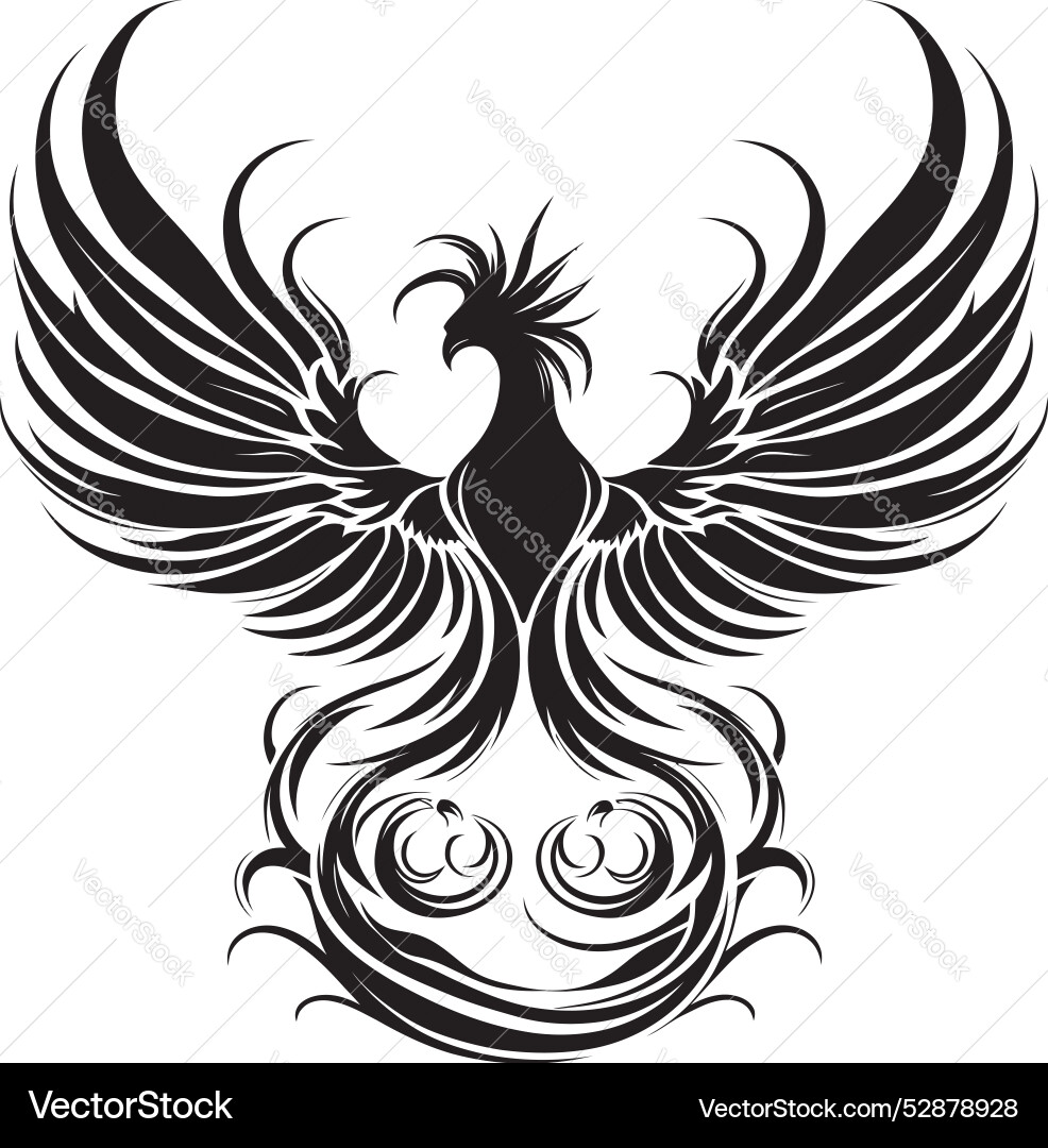 Elegant phoenix in shadow regal black phoenix Vector Image