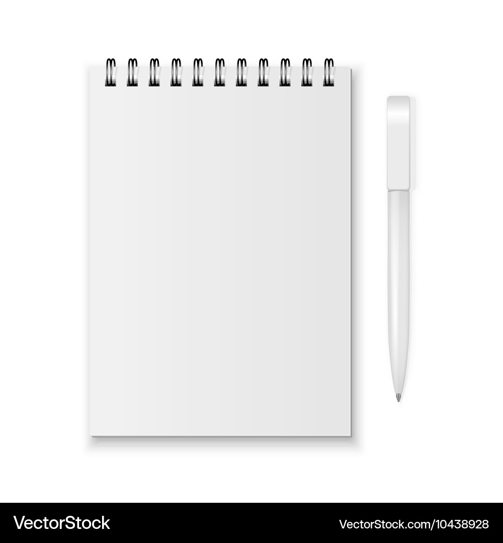 Notebook and pen Royalty Free Vector Image - VectorStock