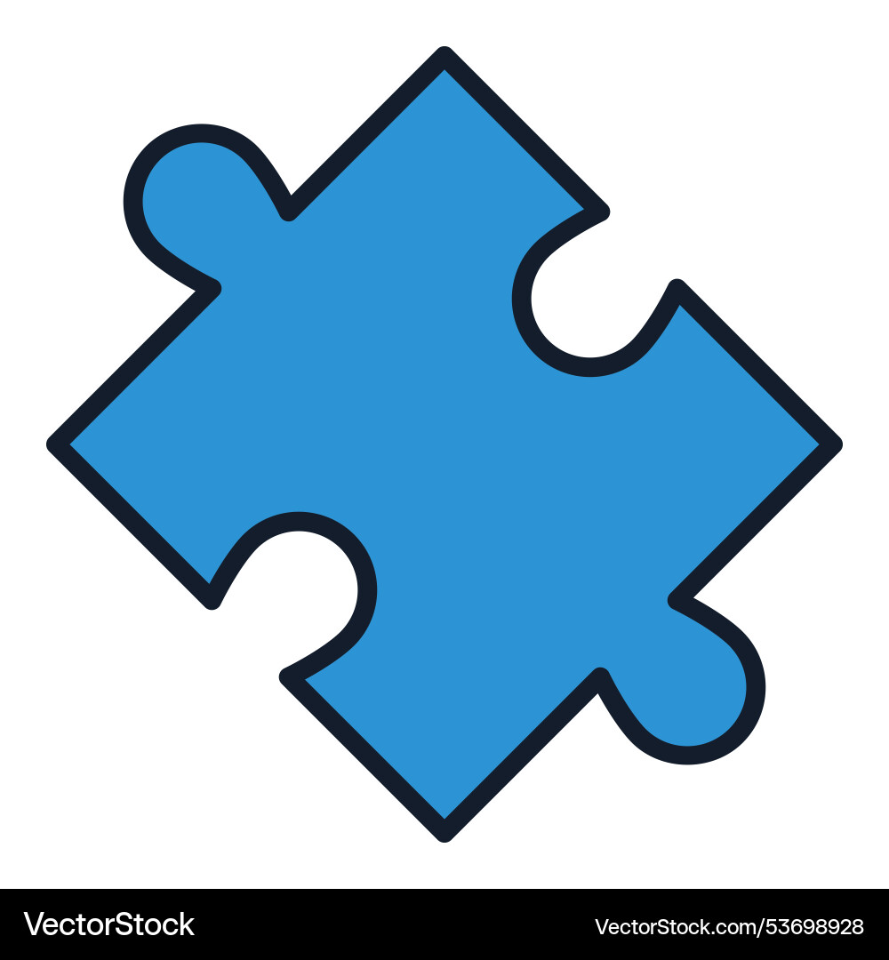 One blue jigsaw puzzle piece colored icon or sign Vector Image
