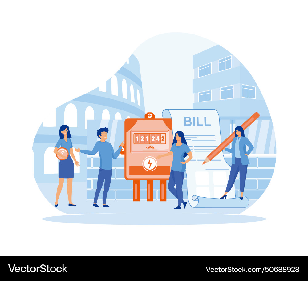 People paying utilities invoice and electricity Vector Image