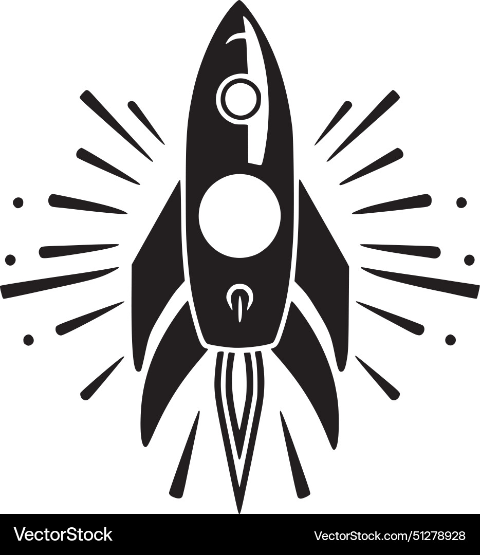 Rocket - black and white Royalty Free Vector Image