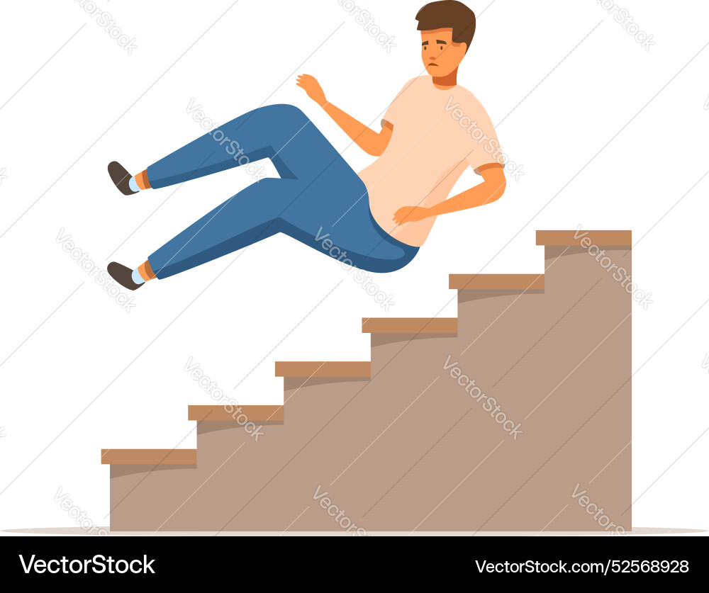 Young man falling down stairs accident concept Vector Image