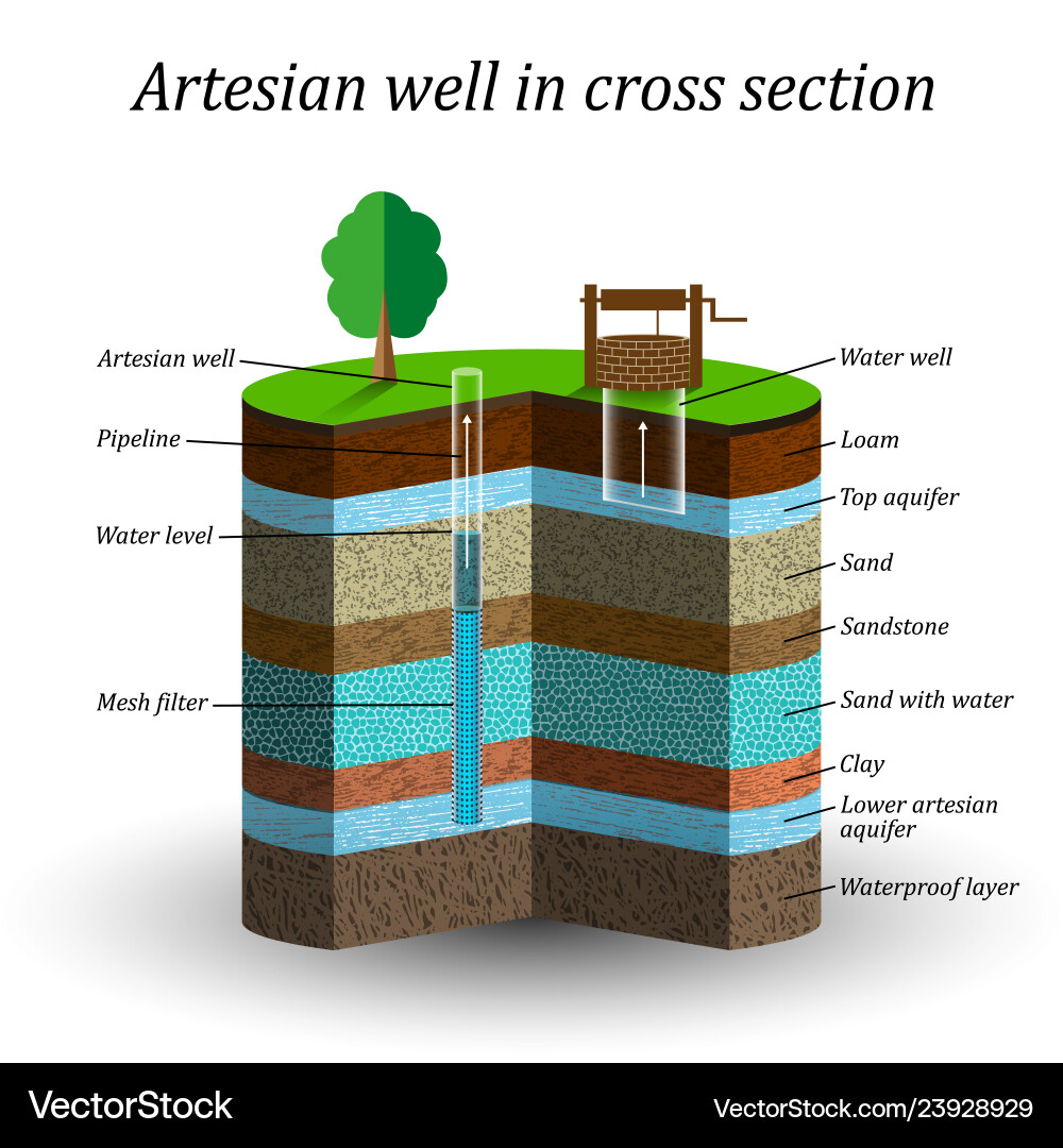 Artesian Well Cross Section Royalty Free Vector Image