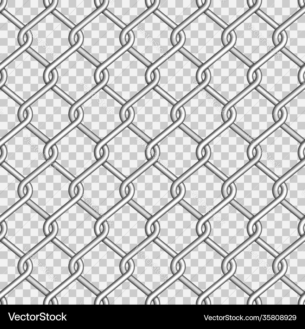 Chain link fence seamless pattern on transparent Vector Image