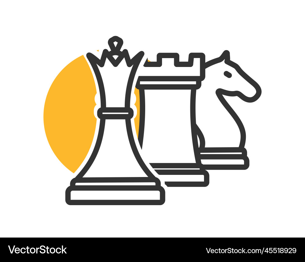 Chess Game Icons - Knight, Rook, Queen Royalty Free Vector