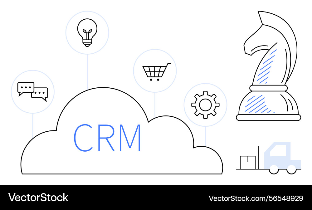 Crm cloud concept with strategy communication Vector Image