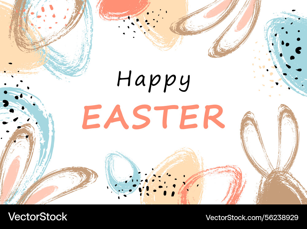 Happy easter banner with hand drawn eggs Vector Image