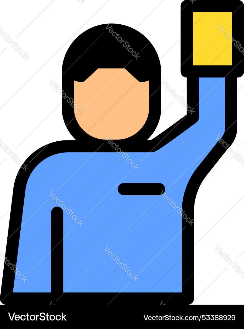 Icon flat referee hold yellow card soccer game Vector Image