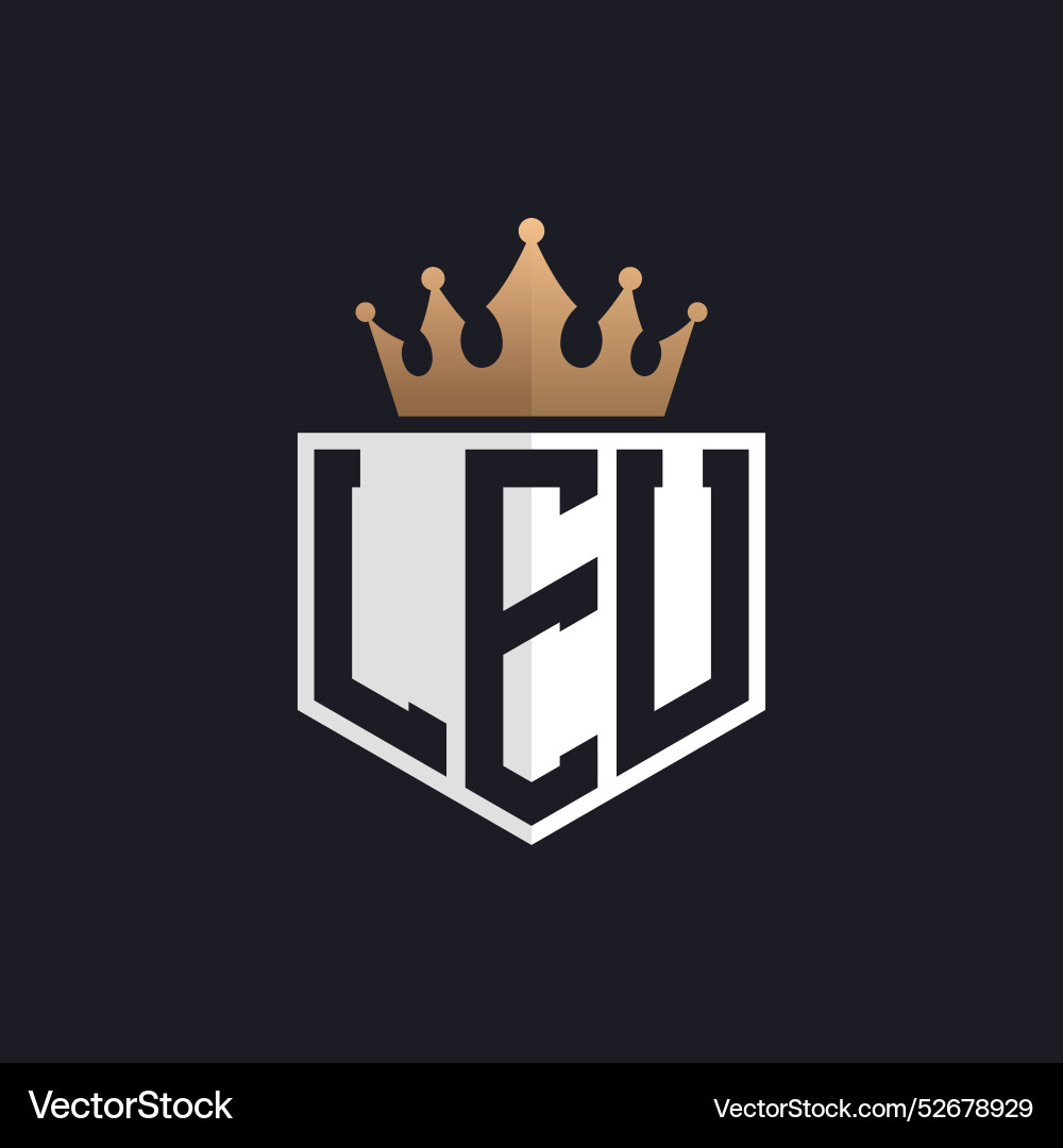 Luxury leu logo with crown elegant initials Vector Image