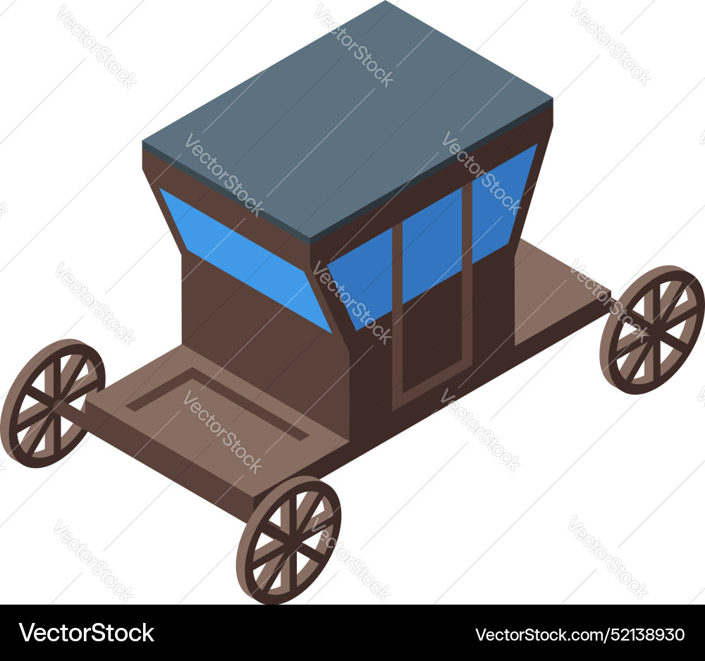 Ancient wooden coach standing on white background Vector Image