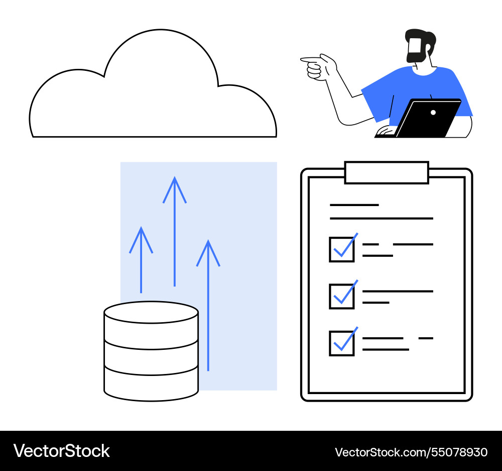 Cloud storage data growth task management Vector Image