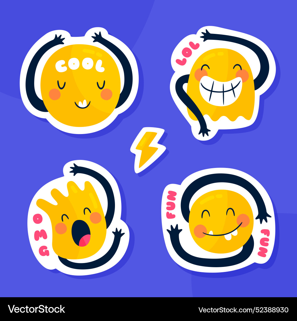 Emoji sticker collection Royalty Free Vector Image