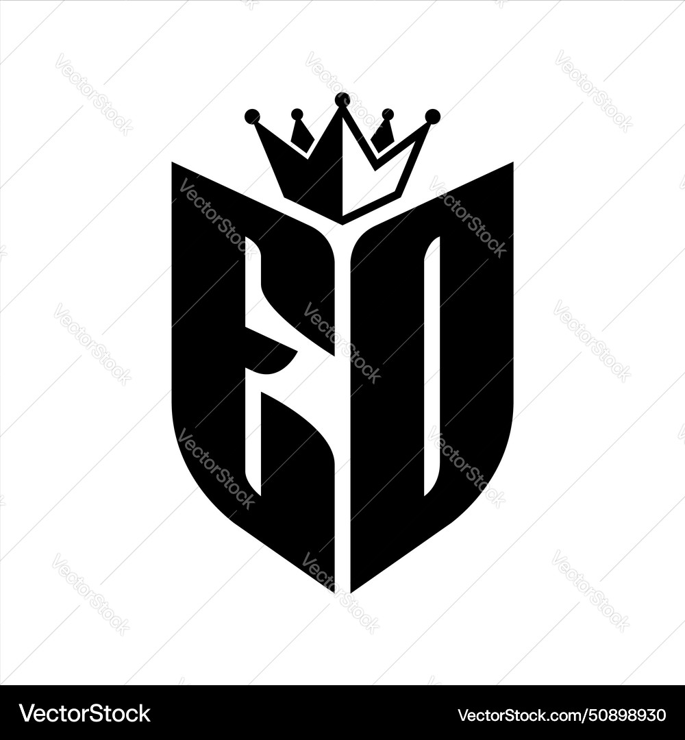 Eo letter monogram with shield shape crown Vector Image