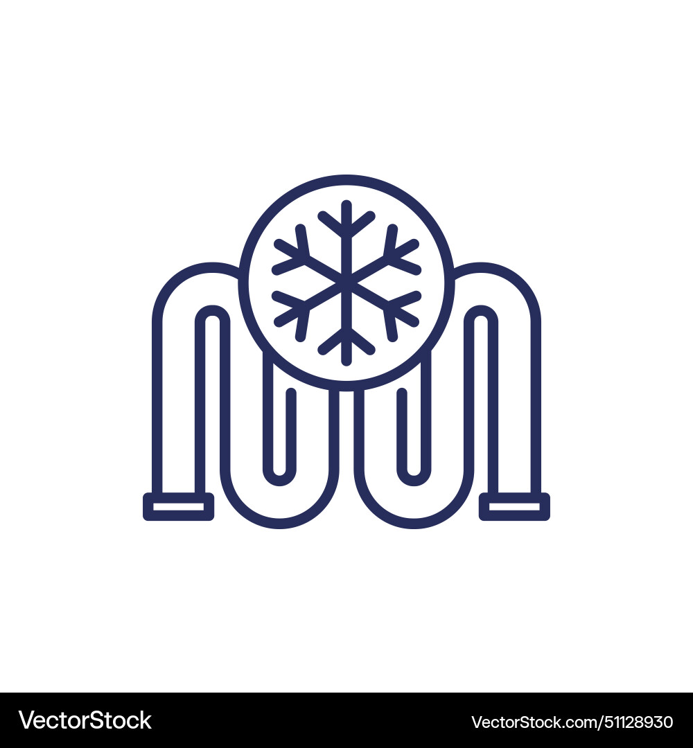 Frozen pipe icon line Royalty Free Vector Image