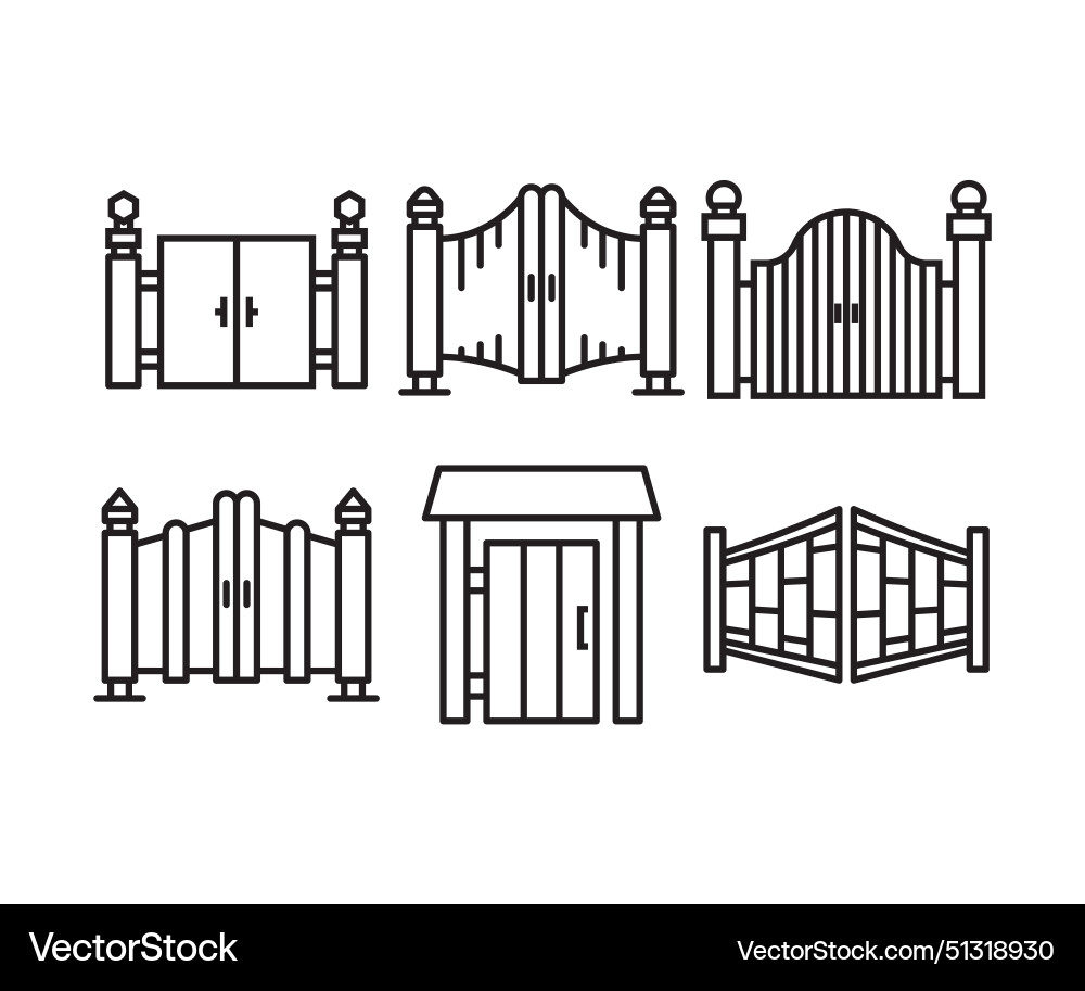 Gate and fence icons Royalty Free Vector Image