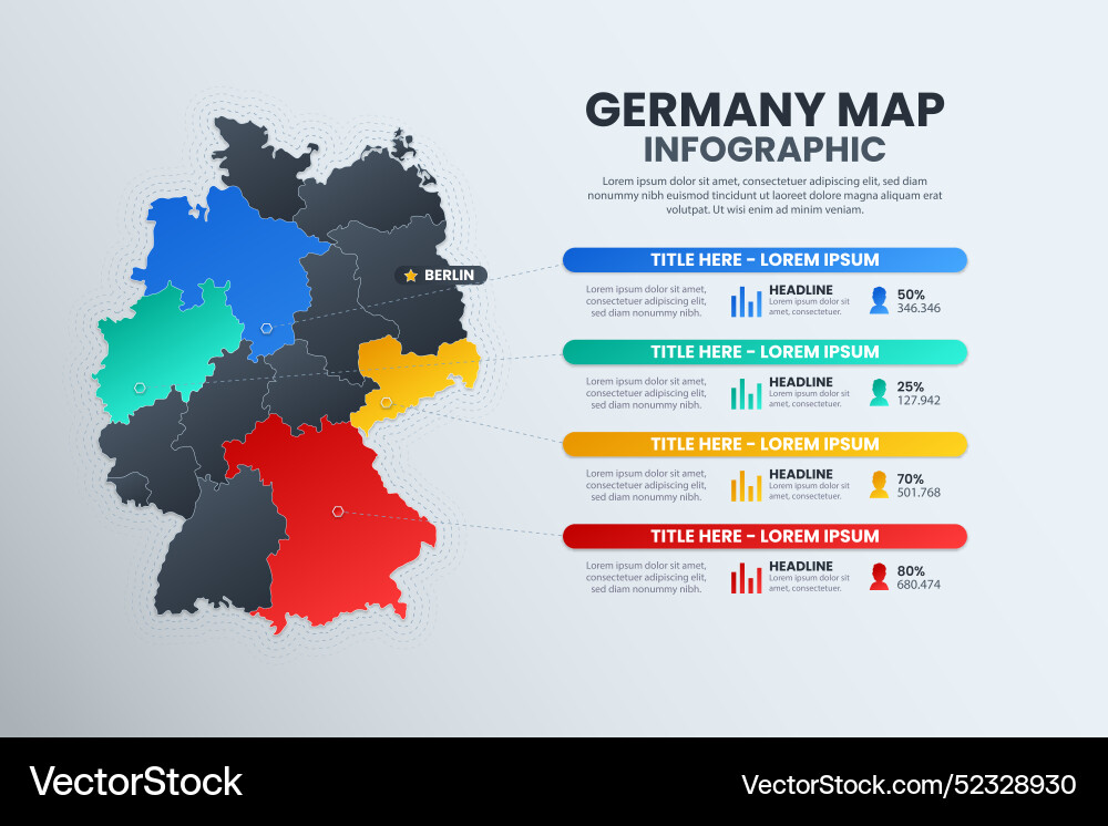 Gradient germany map infographic Royalty Free Vector Image