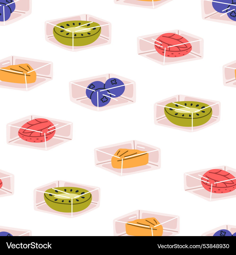 Jelly desserts fruit gelatin sweets seamless Vector Image