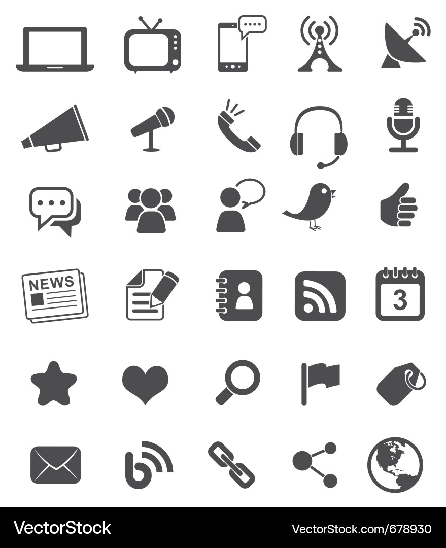 Media and communication icons Royalty Free Vector Image