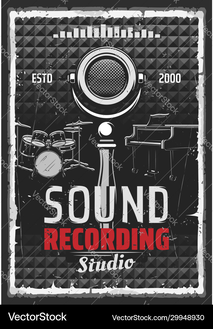 Music instruments and sound recording studio Vector Image