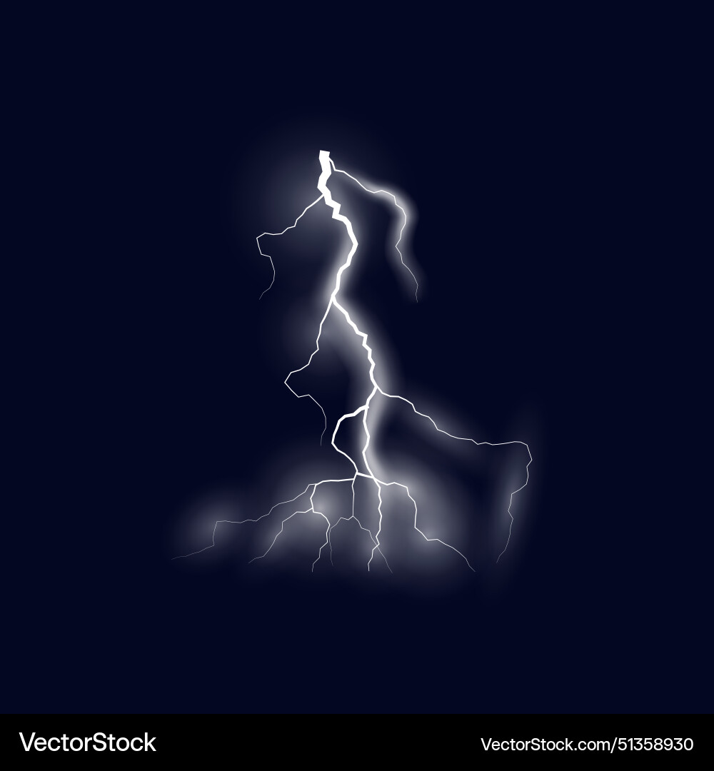 Powerful lightning on isolated Royalty Free Vector Image