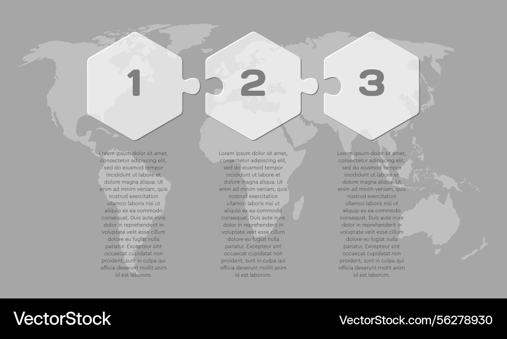 Puzzle diagram infographic process on 3 steps Vector Image