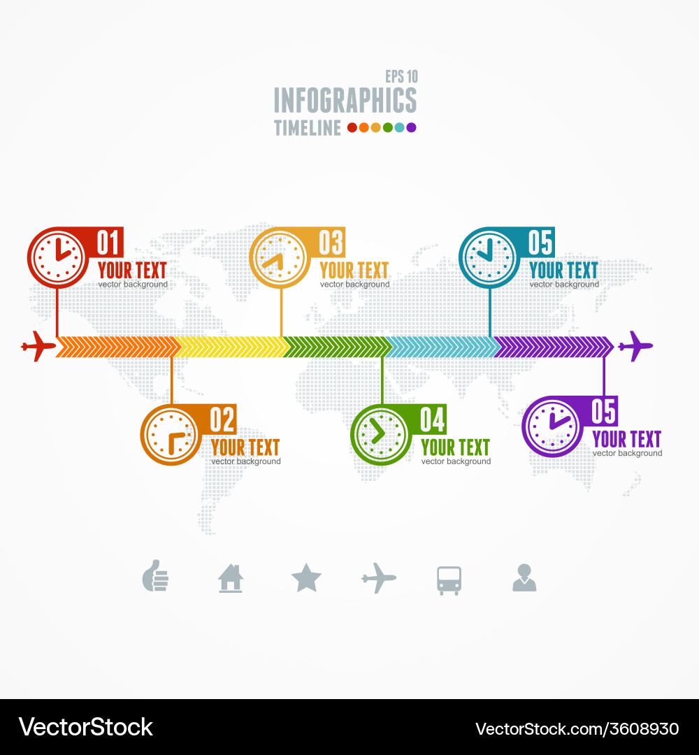 Infographic Timeline Map Timeline Vector Infographic World Map Stock