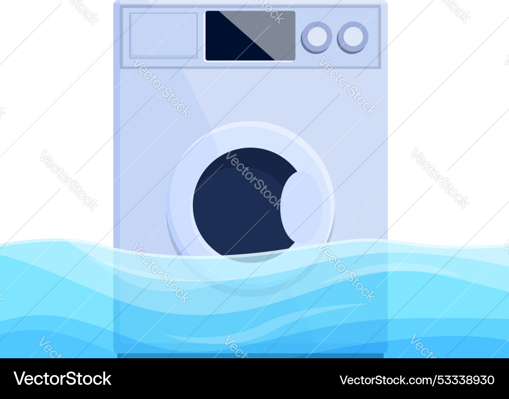 Washing machine flooding the laundry room Vector Image