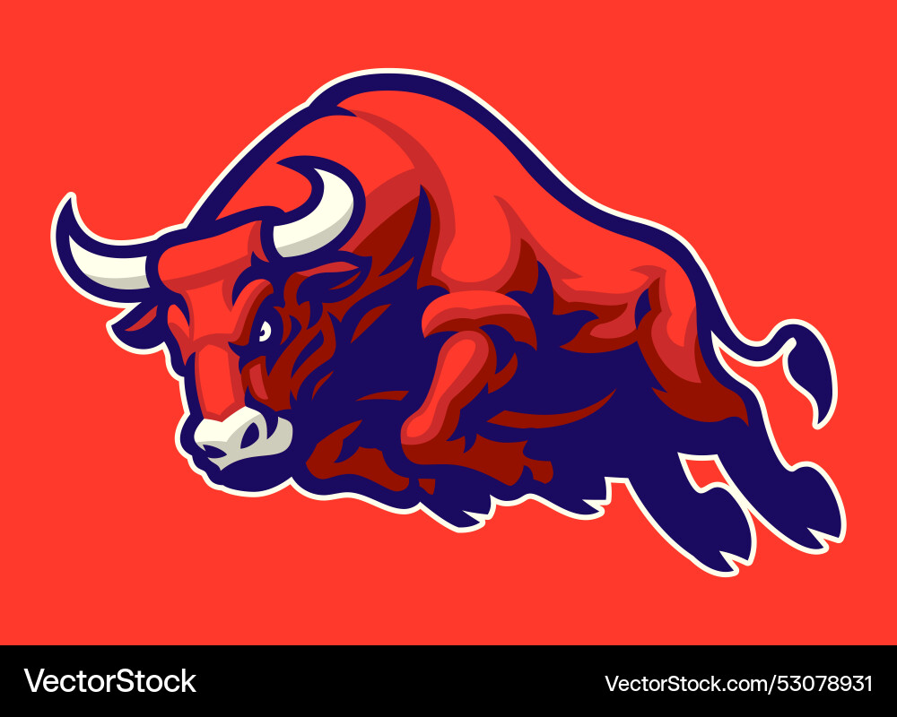 Big angry aggressive bull attacking Royalty Free Vector