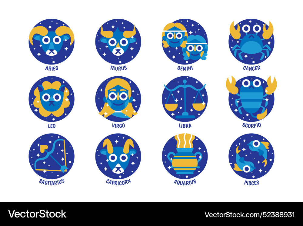 Cartoon zodiac sign collection Royalty Free Vector Image