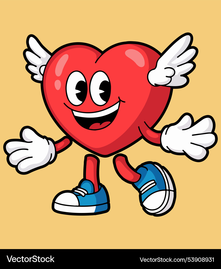 Heart doing say hi love sticker character Vector Image