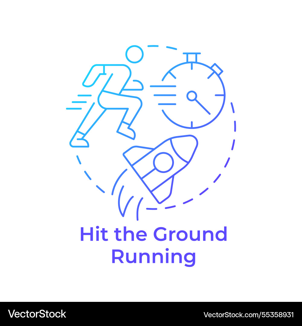 Hit ground running blue gradient concept icon Vector Image