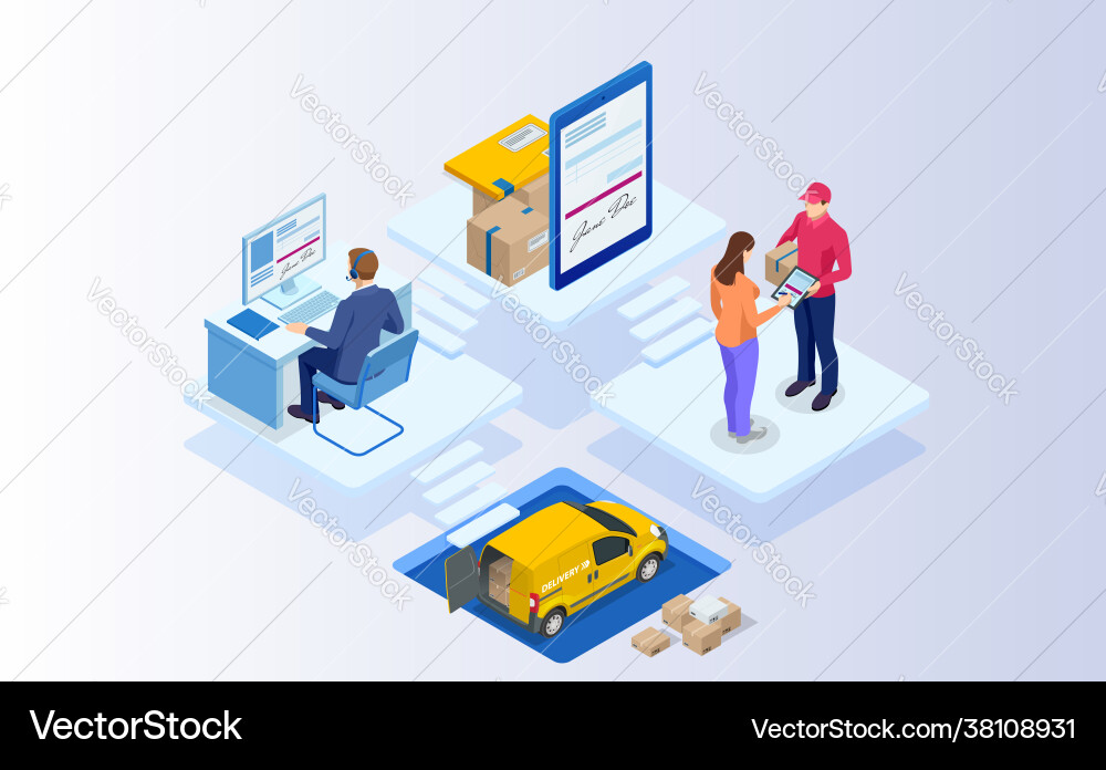 Isometric tracking delivery parcel Royalty Free Vector Image