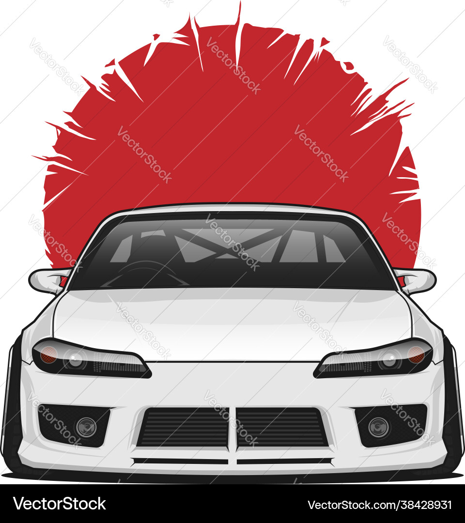 Japan classic retro car front side Royalty Free Vector Image