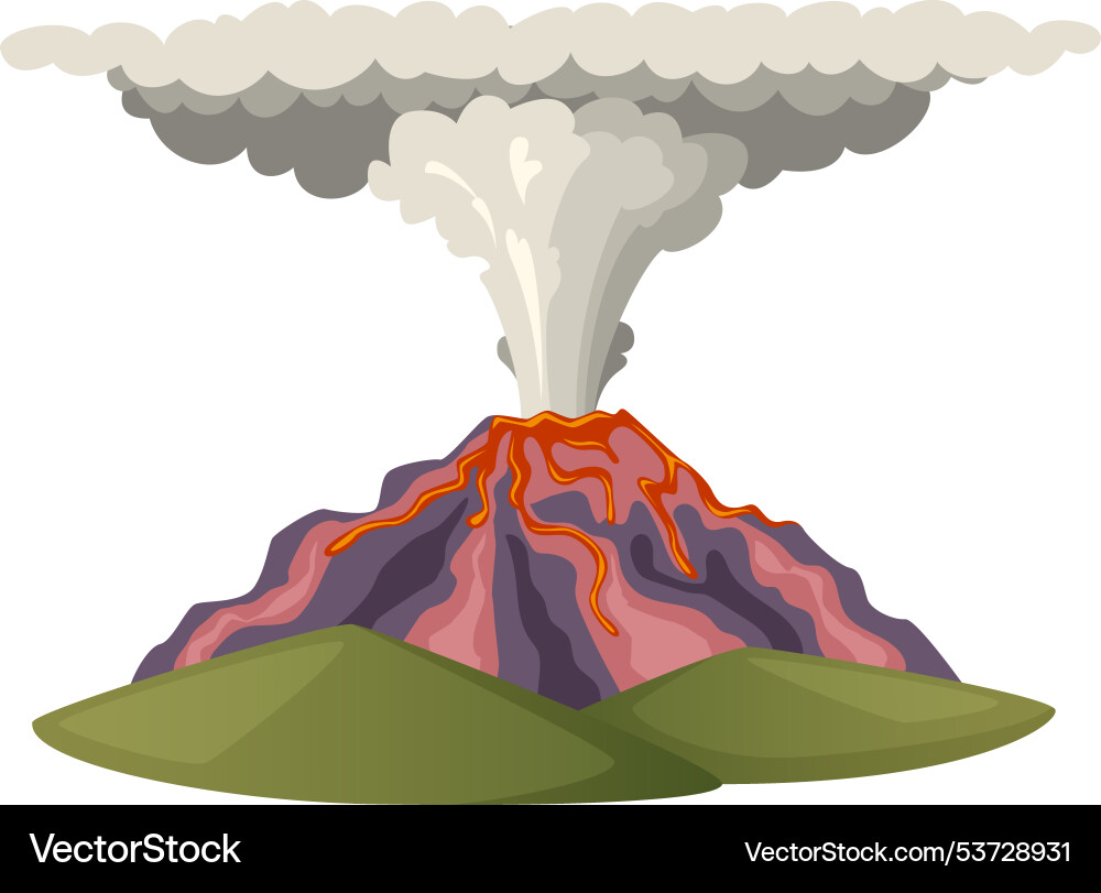 Lava eruption natural volcano fire Royalty Free Vector Image