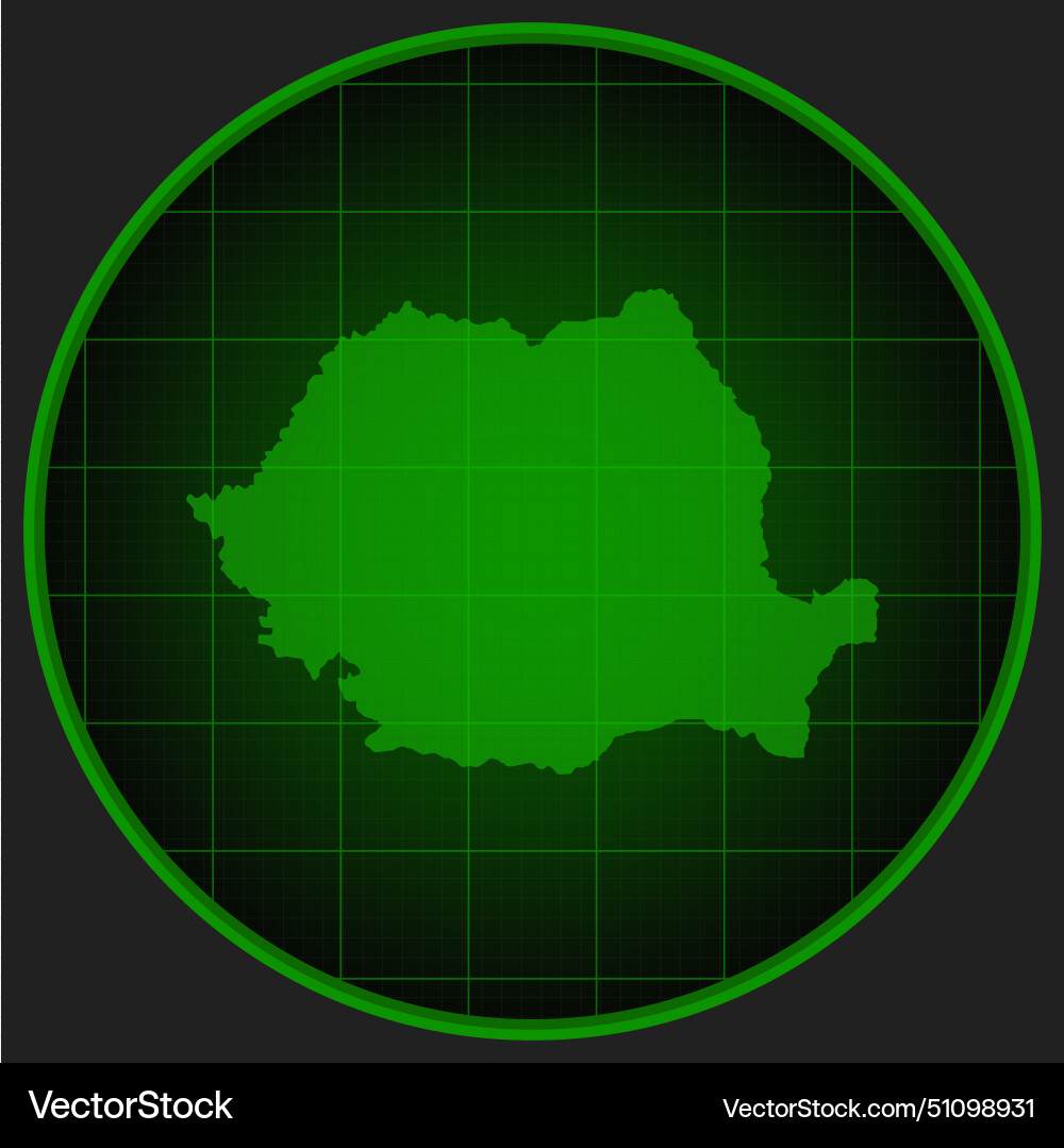 Map romania on the radar screen Royalty Free Vector Image