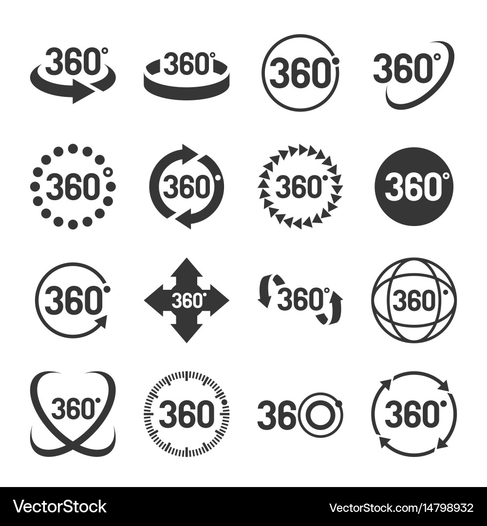 360 degree icons set Royalty Free Vector Image