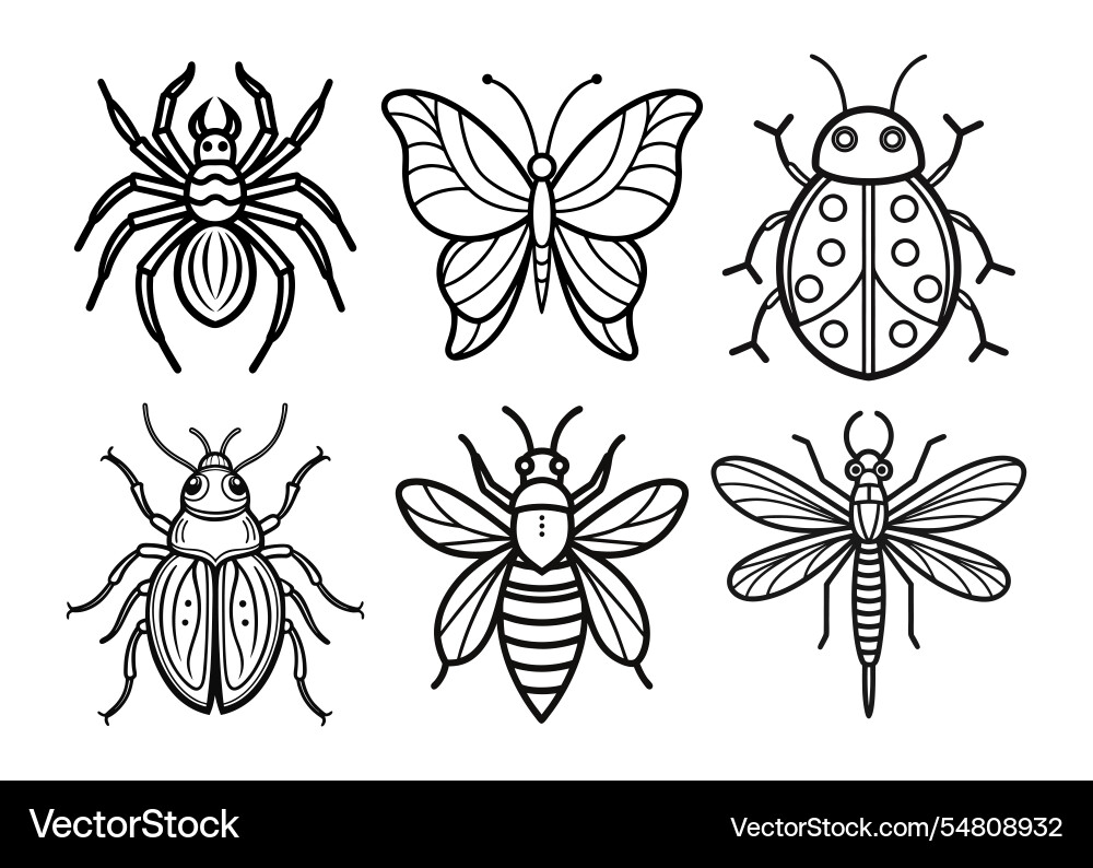 Bug and arachnid icon set Royalty Free Vector Image
